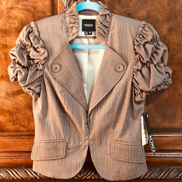 XOXO | Tops | Nwt Xoxo Brown Striped Blazer | Poshmark